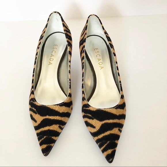 Escada | Shoes | Escada Tiger Stripe Animal Print Kitten Heels | Poshmark